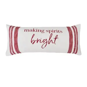 CAROL & FRANK Morgan Christmas Holiday Striped Decorative Lumbar Pillow Collection - Red 15" X 35"